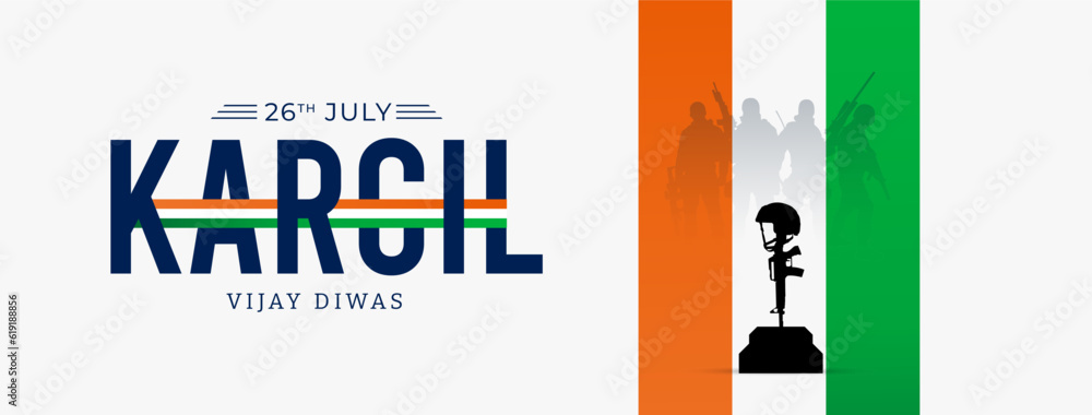 26th July Kargil Vijay Diwas Design Concept With Indian Flag And Army ...