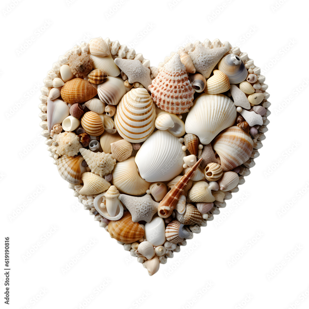 Heart Shaped Seashells isolated on transparent background, png cutout ...