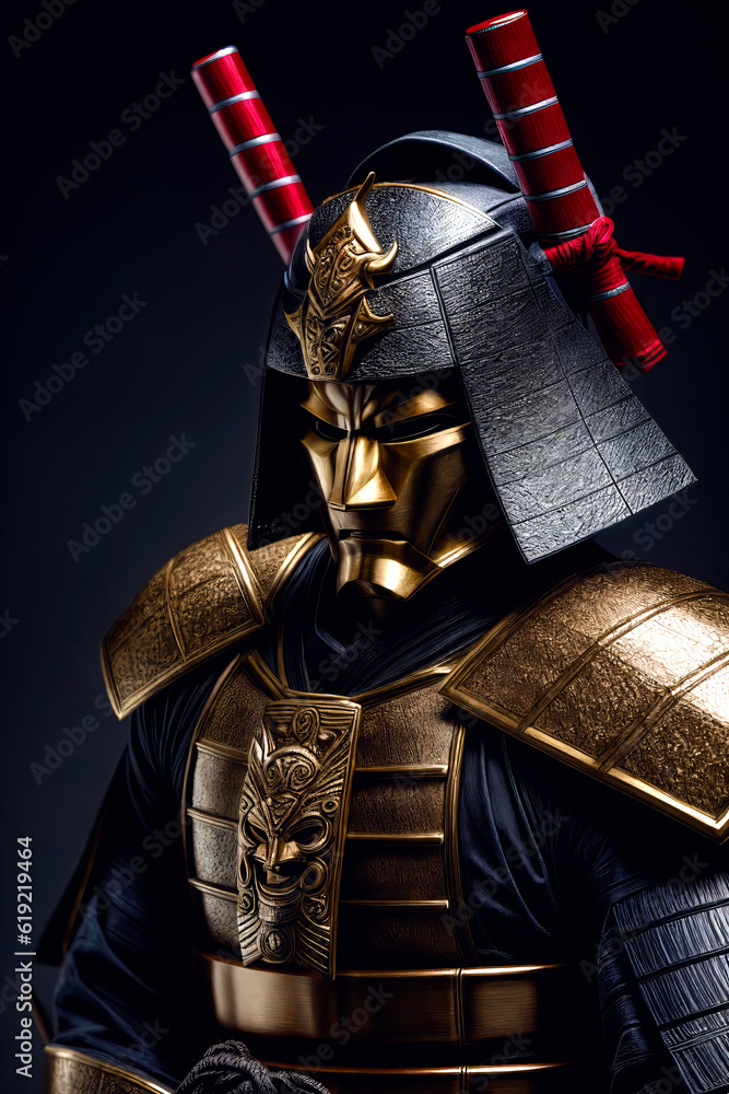 Japanese samurai in military armor, in traditional samurai clothing ...