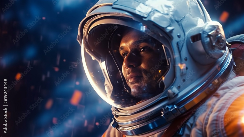 adult man is astronaut, wears an astronaut suit, astronaut helmet, in ...
