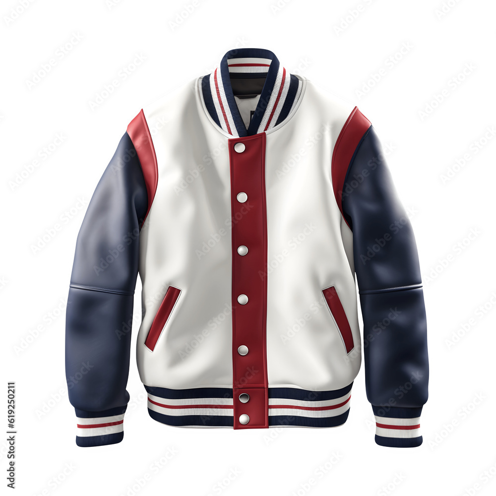 Navy blue and red College Jacket, Varsity Coat, on transparent ...