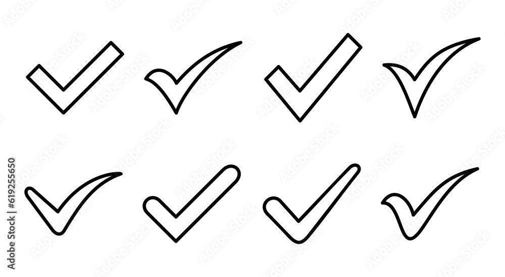 Check mark icon set illustration. Tick mark sign and symbol Stock ...