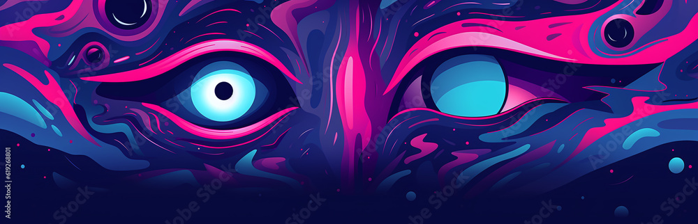 clipart of alien faces and shapes, in the style of illusory realism ...