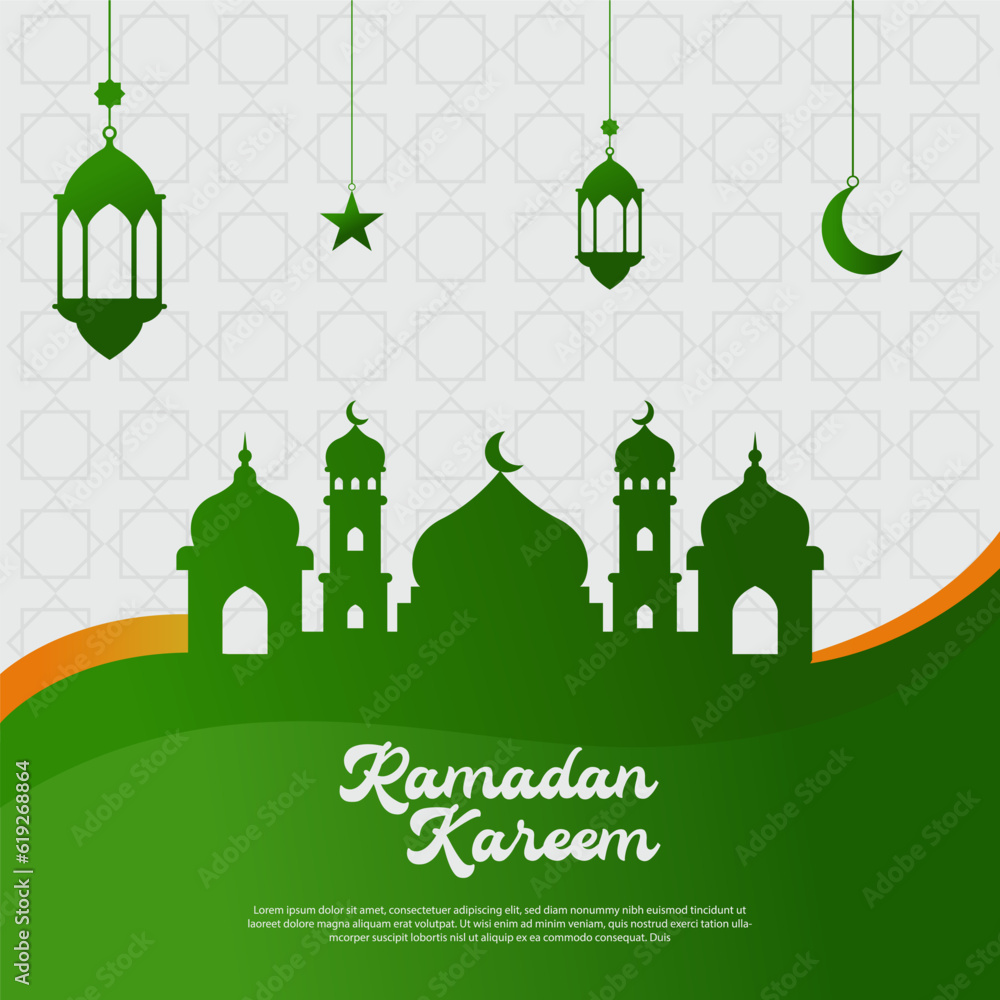 Islamic background design with gradient mosque illustration Stock ...