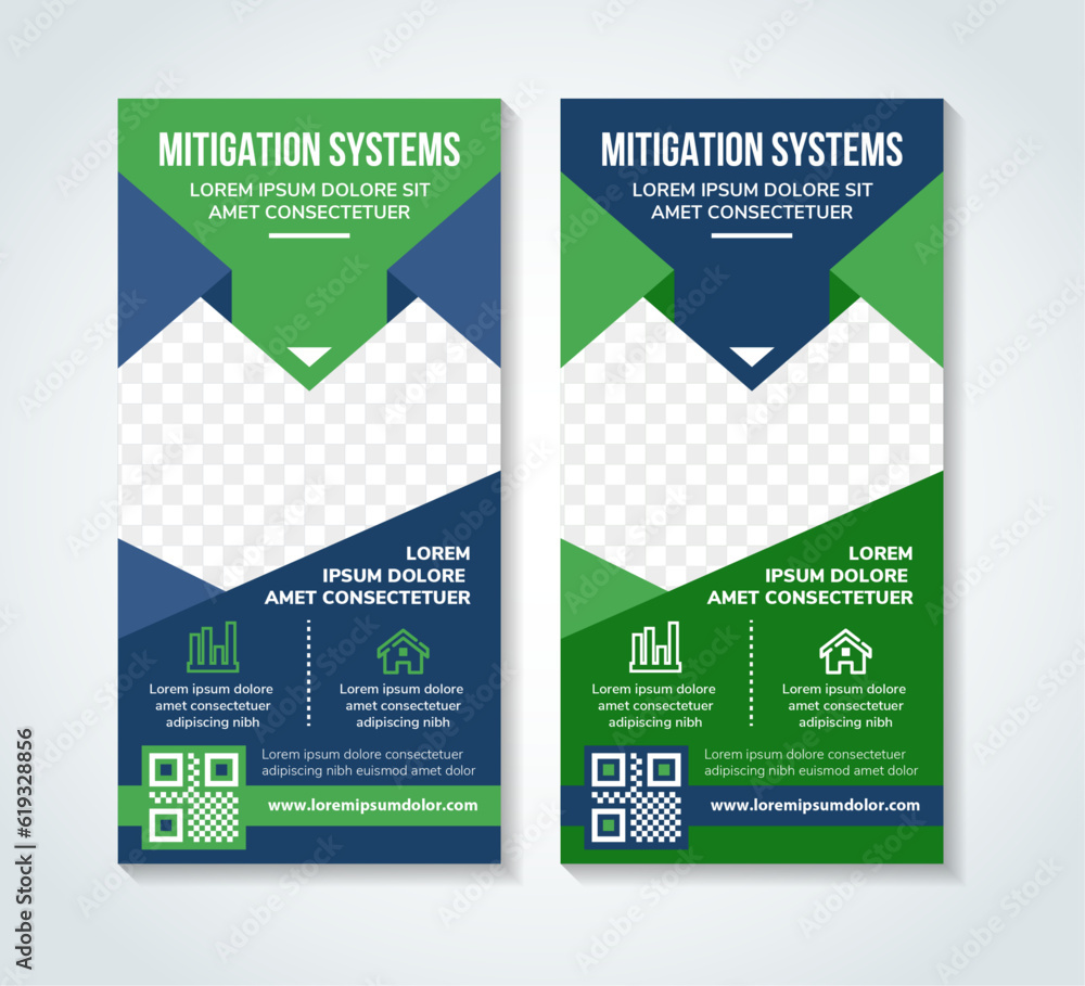 Vetor mitigation systems green and blue brochure template. Resources ...