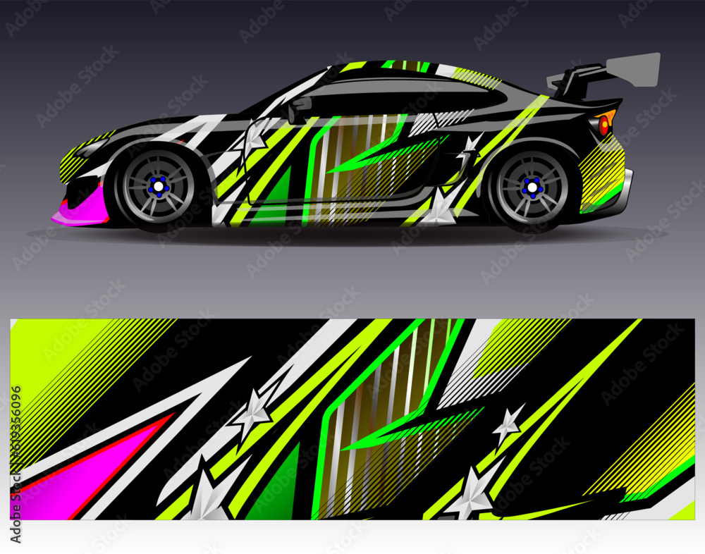 Car wrap design vector. Graphic abstract stripe racing background kit ...