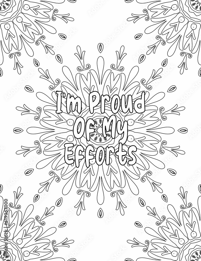 Positive Affirmation Coloring Pages, Mandala Coloring Pages for Self ...