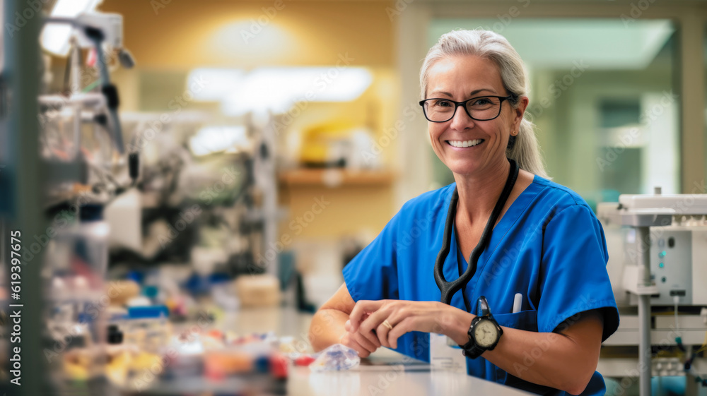 smiling technican lab worker looking at the camera. portrait of female ...