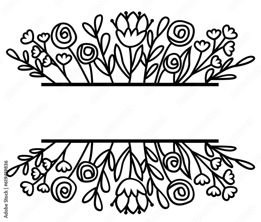 Flowers split monogram svg, Floral frame, Last name monogram Stock ...