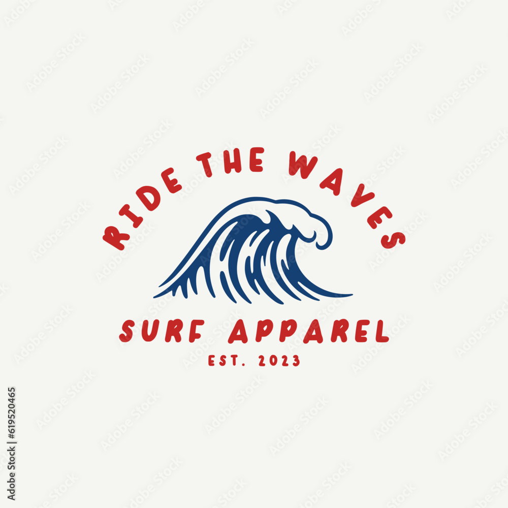 Wave logo design template for surf club, surf shop, surf merch. Stock ...