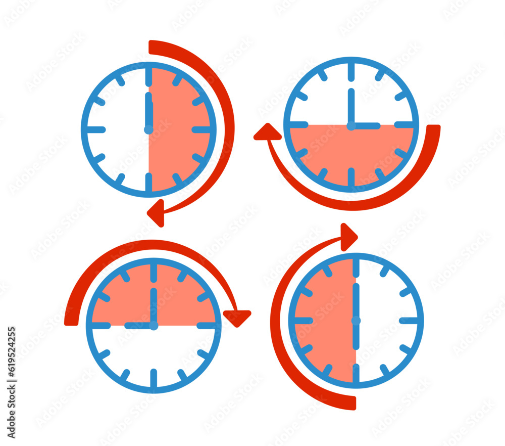 Time management. Efficient scheduling every six hours. Clock vector ...