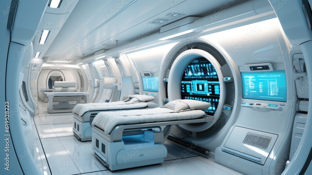 Advanced mri or ct scan medical diagnosis machine at hospital lab, Hi ...