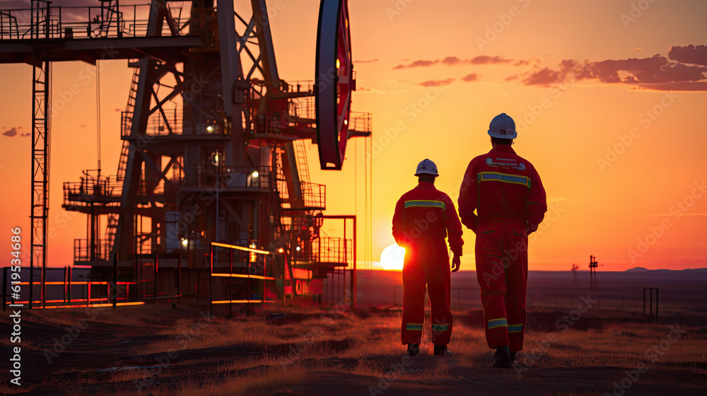 The engineer at an oil rig construction site is a highly skilled ...