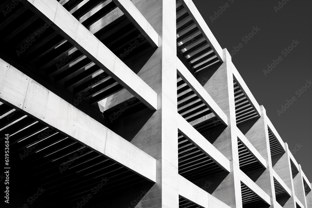 Black and white brutalist architecture with harsh lines and sharp ...