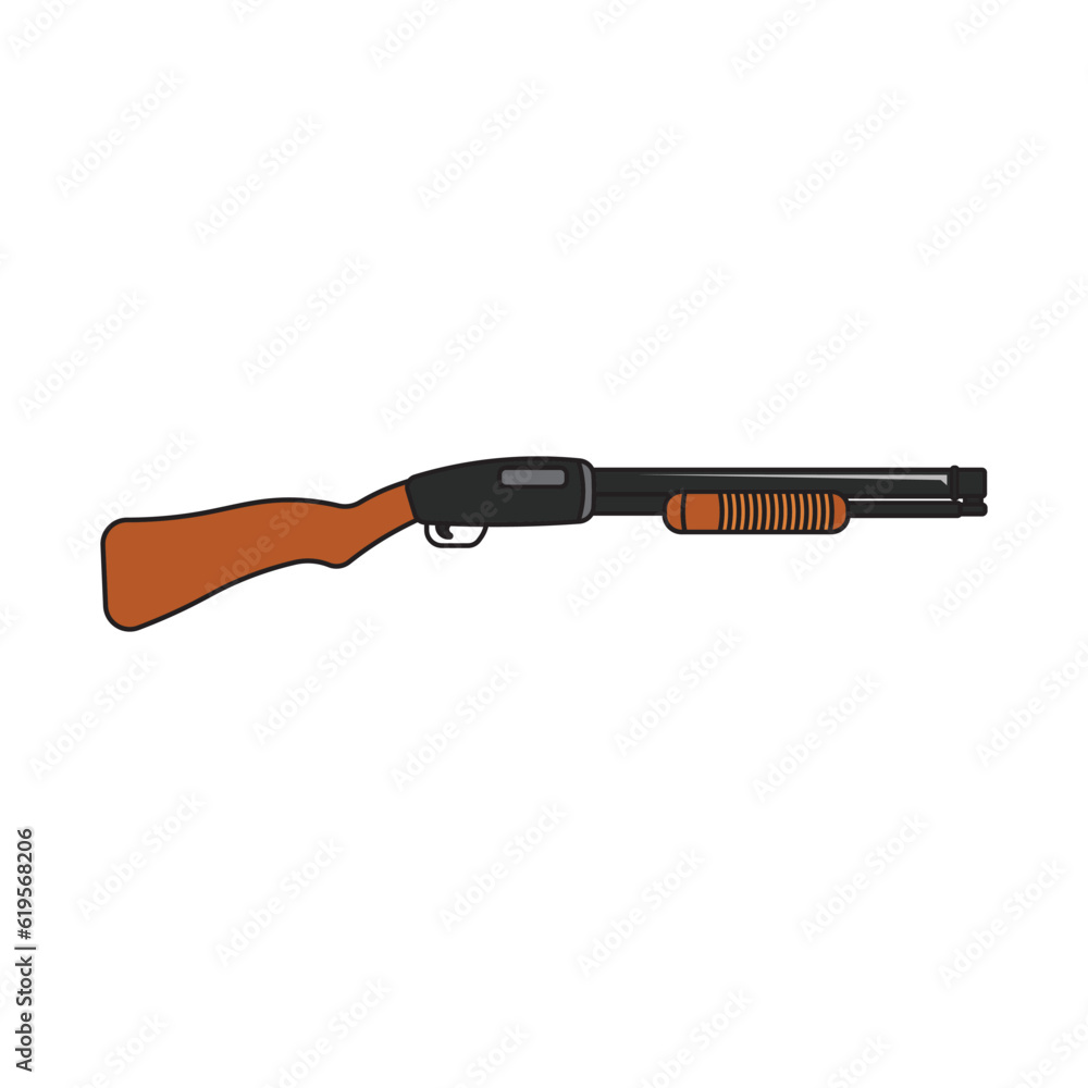 kids drawing Vector illustration pump action Shotgun flat cartoon ...