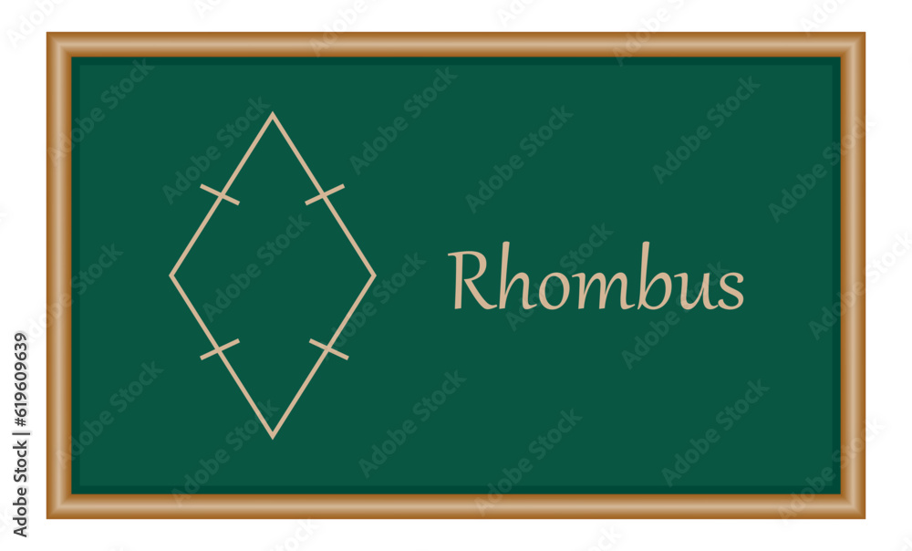 Rhombus shape for kids. 2d shape symbol of rhombus. Mathematics ...