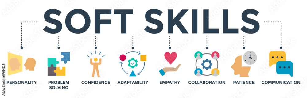 Soft skills banner web icon vector illustration concept with icon of ...