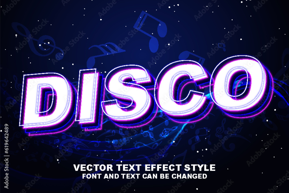 disco music party night life club typography editable text effect font ...