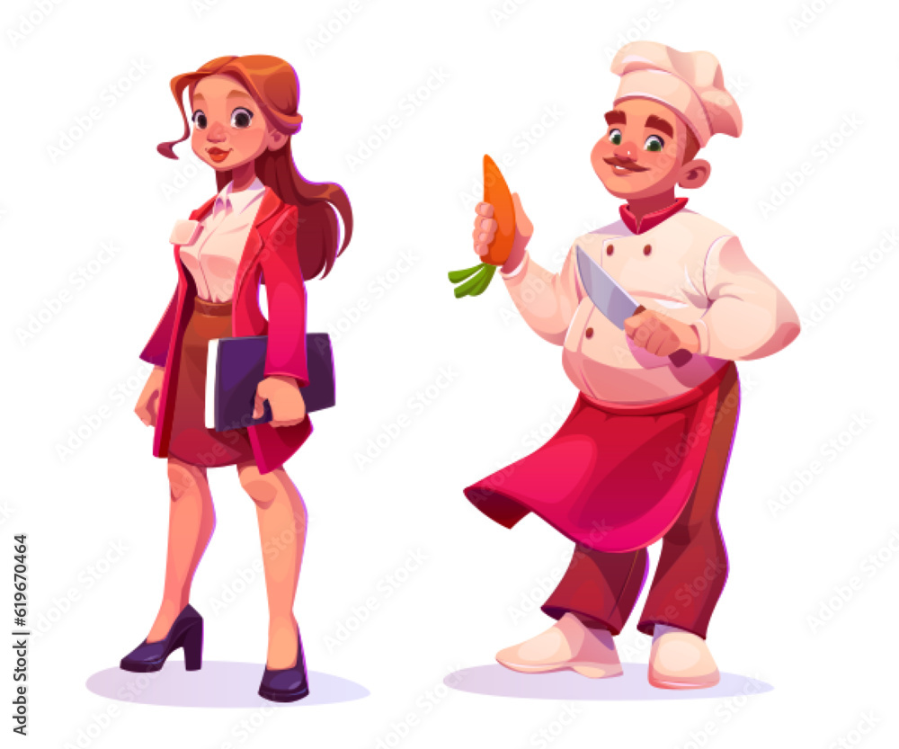 Restaurant chief and manager people worker vector set. Cook food ...