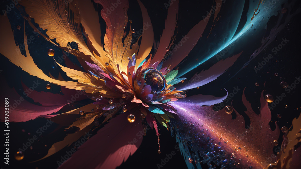 Realm of fantasy, a blooming flower emerges amidst the vast expanse of ...