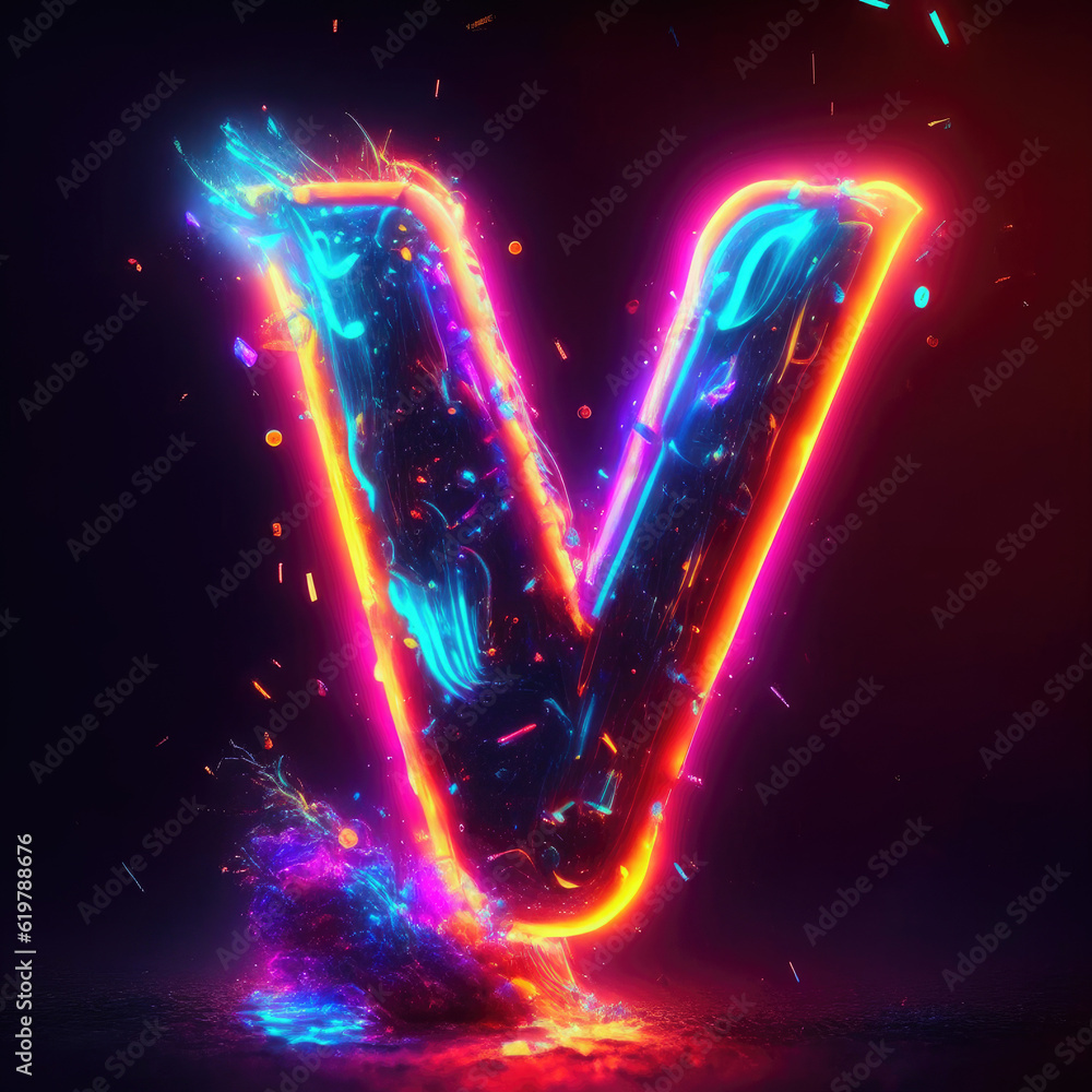 glowing neon sign, Glowing v alphabets wallpaper, v letters alphabets ...