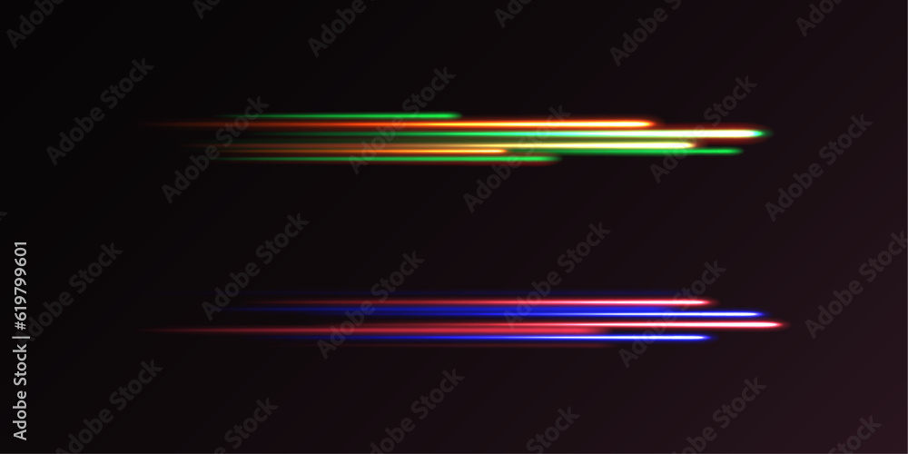 Light arc in neon colors, in the form of a turn and a zigzag. Fire ...