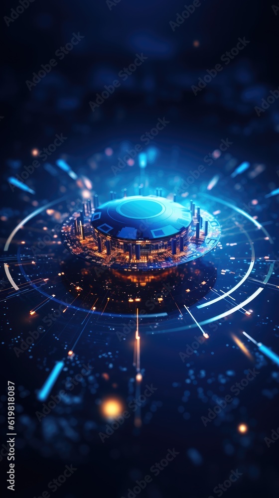 Abstract technology background of a quantum computing system with processor and electronic ...