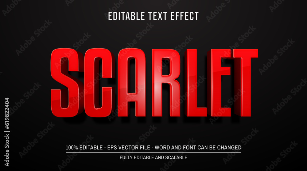 Editable text effect red bold mock up Stock Vector | Adobe Stock