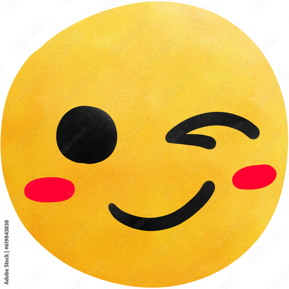 smile face emoji with wink eye,cute emoticon.Hand drawn, flat style ...