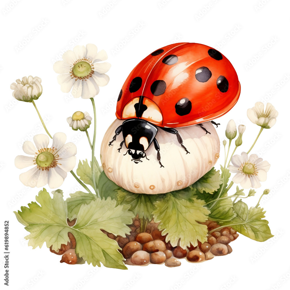 Ilustração Ladybug Watercolor Clipart, Insect Illustration, Bug Clipart ...