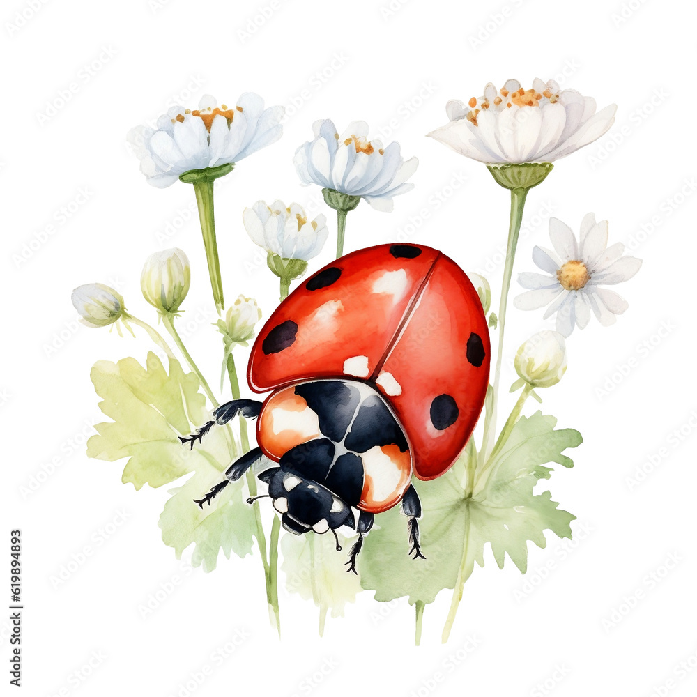 Ilustración de Stock Ladybug Watercolor Clipart, Insect Illustration ...