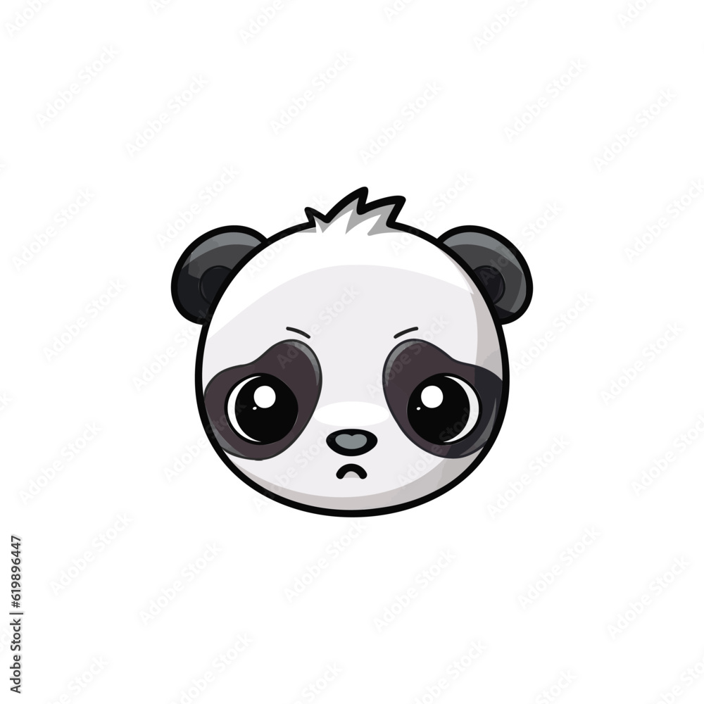 Cute sad Panda face kawaii face vector illustration, vector stock image ...