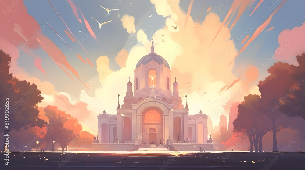 Christian church background design illustration, Jesus Christ ...