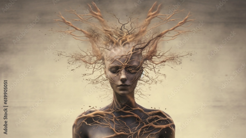 Family tree concept, dna, genes, ancestors. Her roots sprouted into a ...