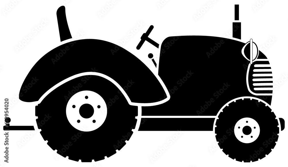Clean & simple farm tractor illustration, line art, clipart, icon ...