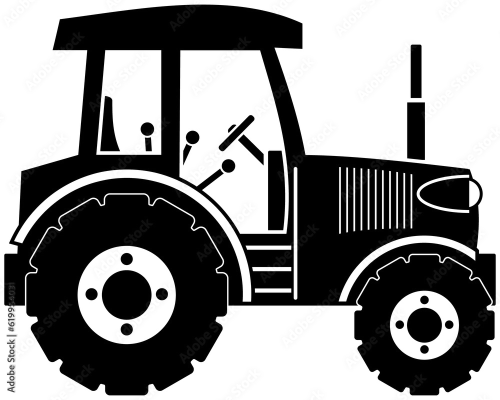 Clean & simple farm tractor illustration, line art, clipart, icon ...