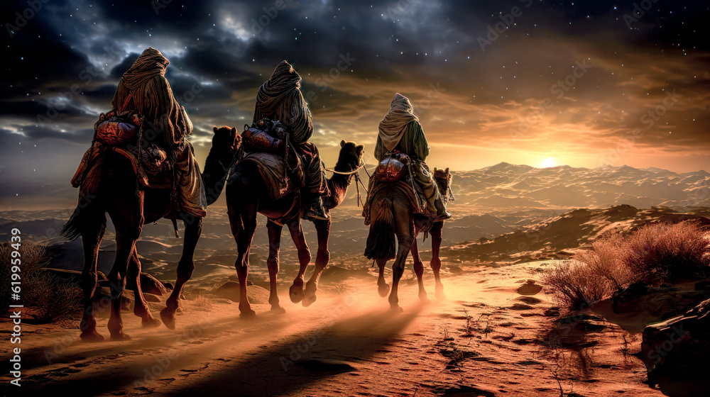 Epiphany Bethlehem Three Wise Men on their Way to Bethlehem Mary and ...
