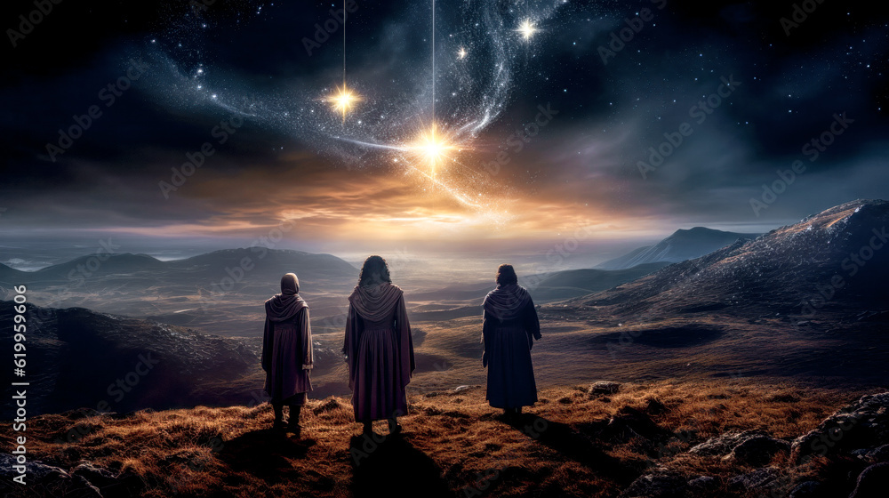 Epiphany Bethlehem Three Wise Men on their Way to Bethlehem Mary and ...
