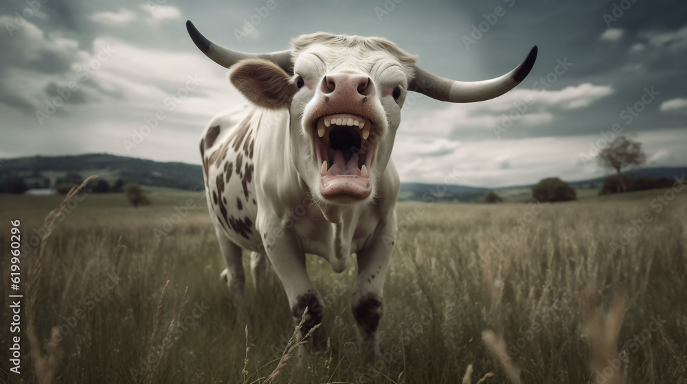 Screaming Beef Cattle Captured on Camera in a Farm Field - Attention ...