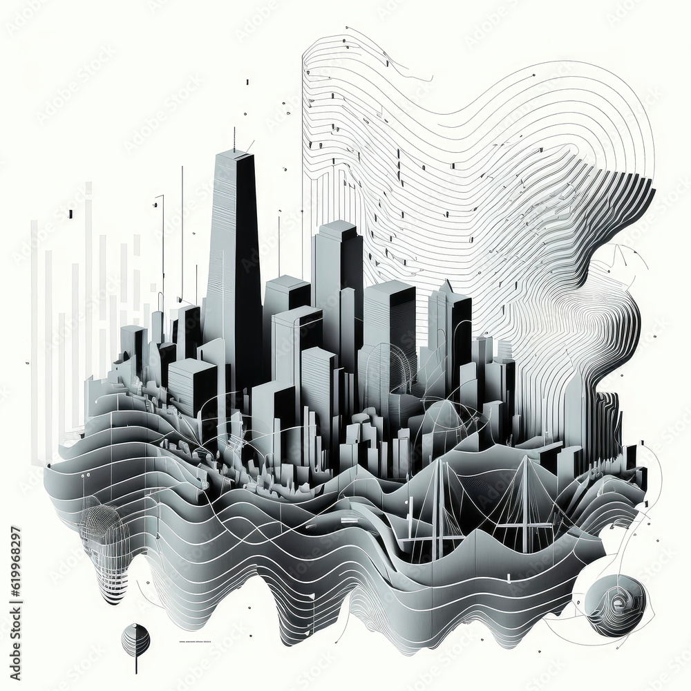 vector line artwork of a city map that highlights beautiful, data ...