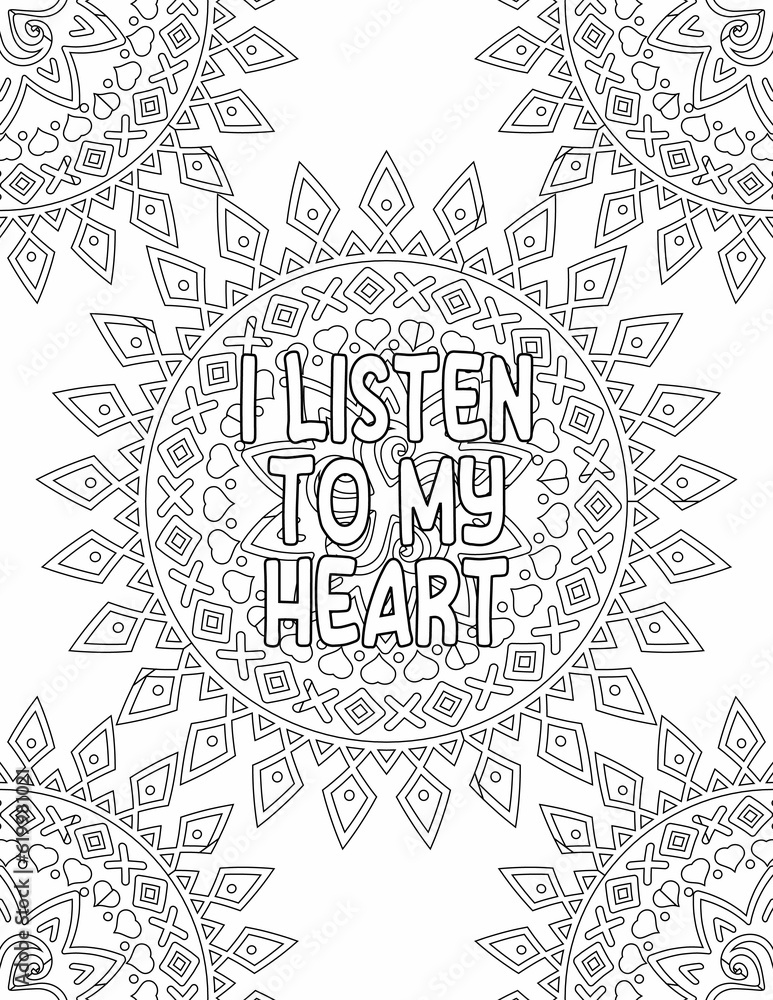 Positive Affirmation Coloring Pages, Mandala Coloring sheet for Self ...