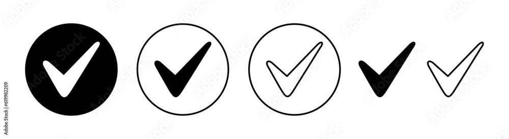 Check mark icon set for web and mobile app. Tick mark sign and symbol ...