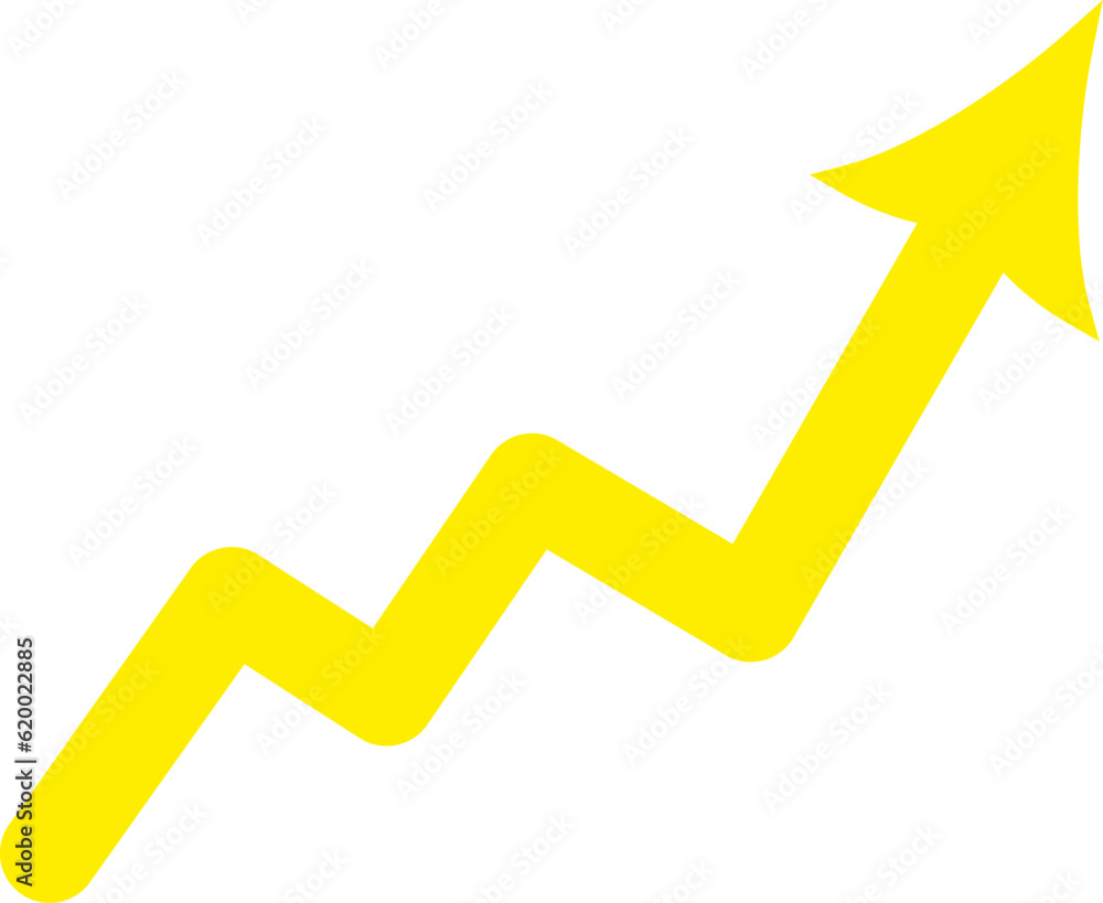 Graph arrow up. Growing yellow arrow. Simple yellow graph. Concept of ...