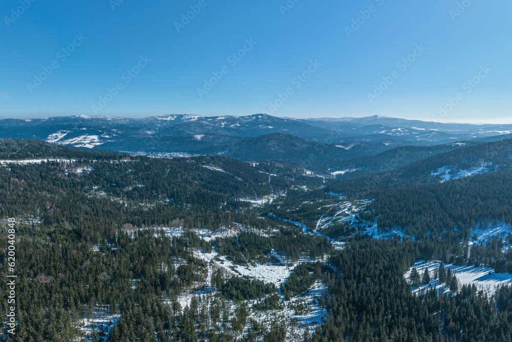 Ausblick in den Bayerischen Wald bei Bayerisch Eisenstein Stock Photo ...