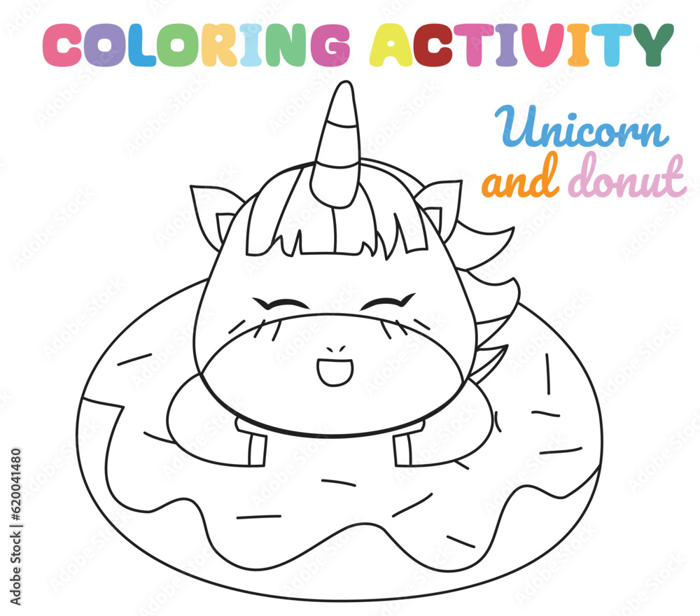 Coloring unicorn worksheet page. Let's colouring the cute unicorn and ...