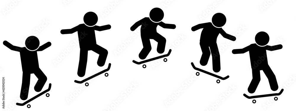 Vector de Stock silhouette of a man playing a skateboard. learn ...
