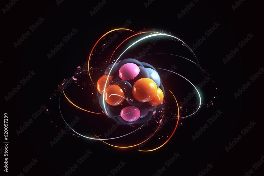 Ilustración de Stock Atomic nucleus electrons neutrons protons. model shows that an atom is ...