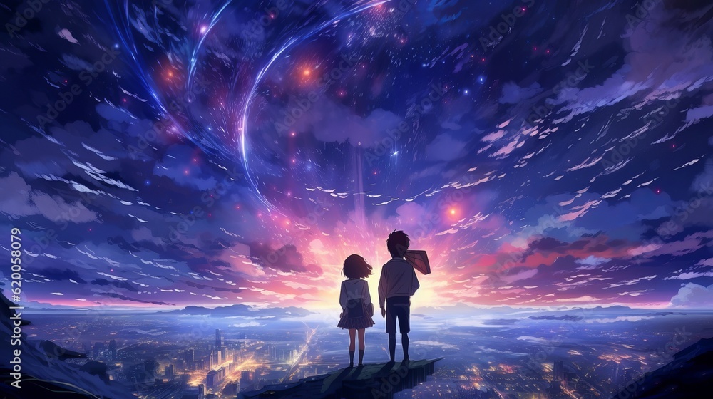 Silhouette of a couple in the mountains - Celestial enchantment: 4K ...