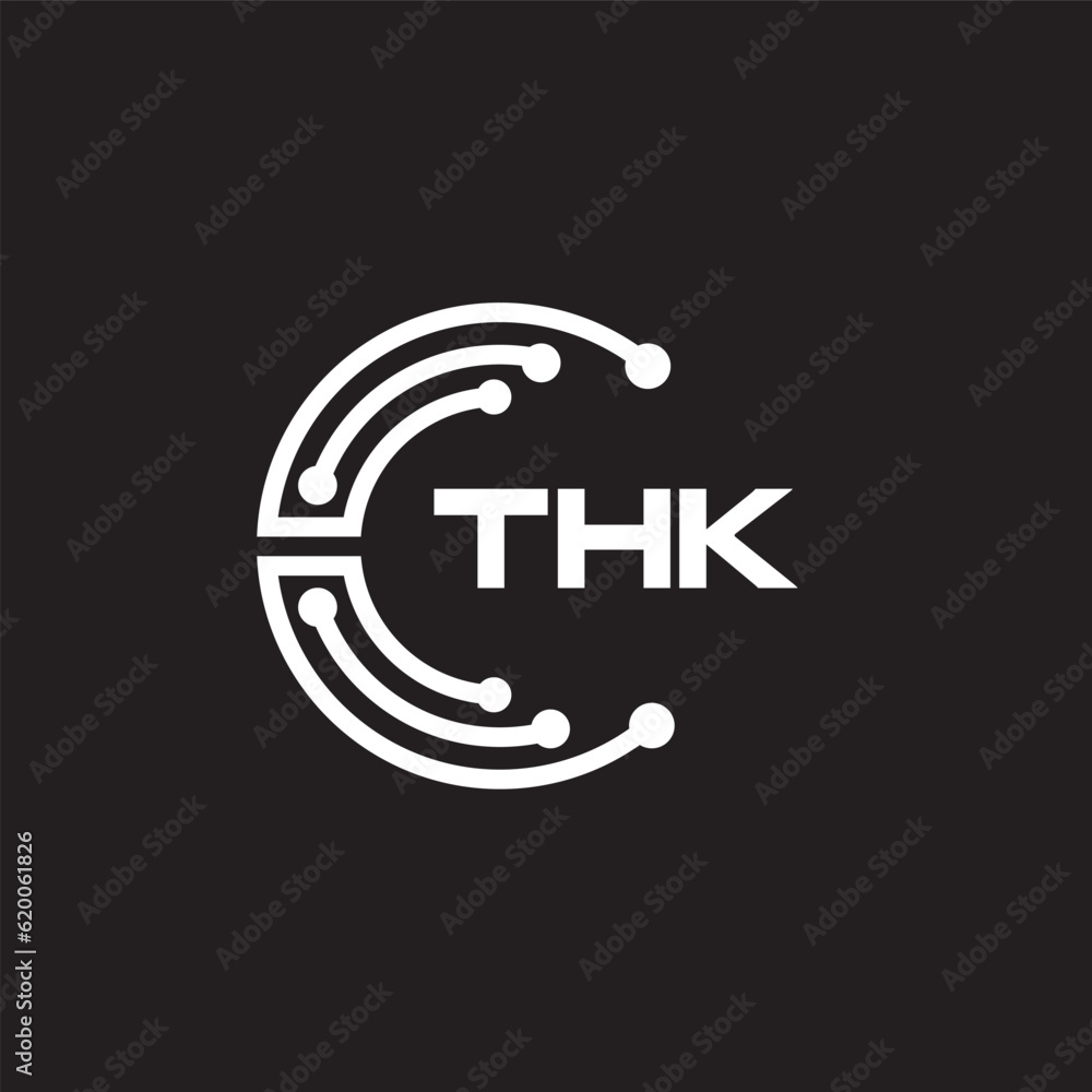 THK letter technology logo design on black background. THK creative ...
