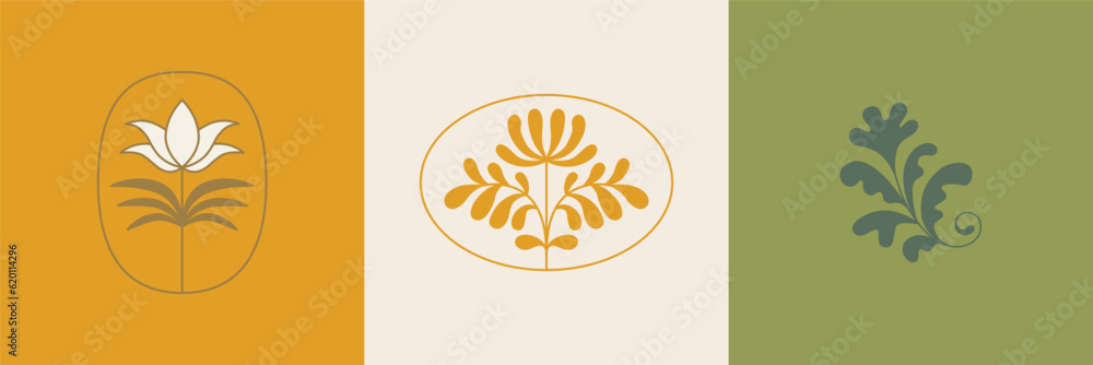 Vector set of logo design templates and graphic elements, organic ...